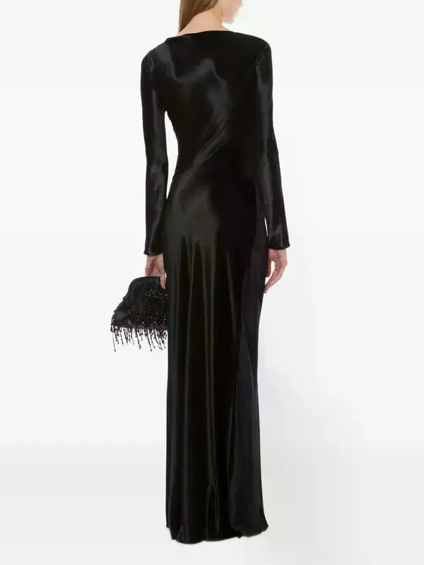 Alberta Ferretti Satin Long Dress - Black