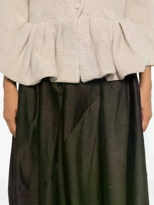 High Pleated A-line Midi Skirt
