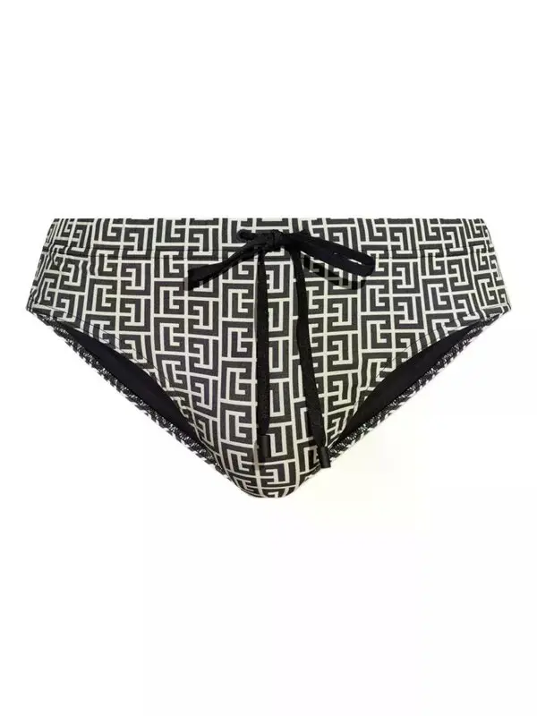 Balmain Geometric-pattern Swim Briefs - Black