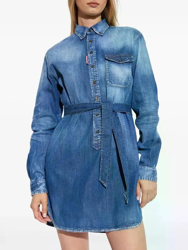 Dsquared2 Button-fastening Denim Mini Dress - Blue