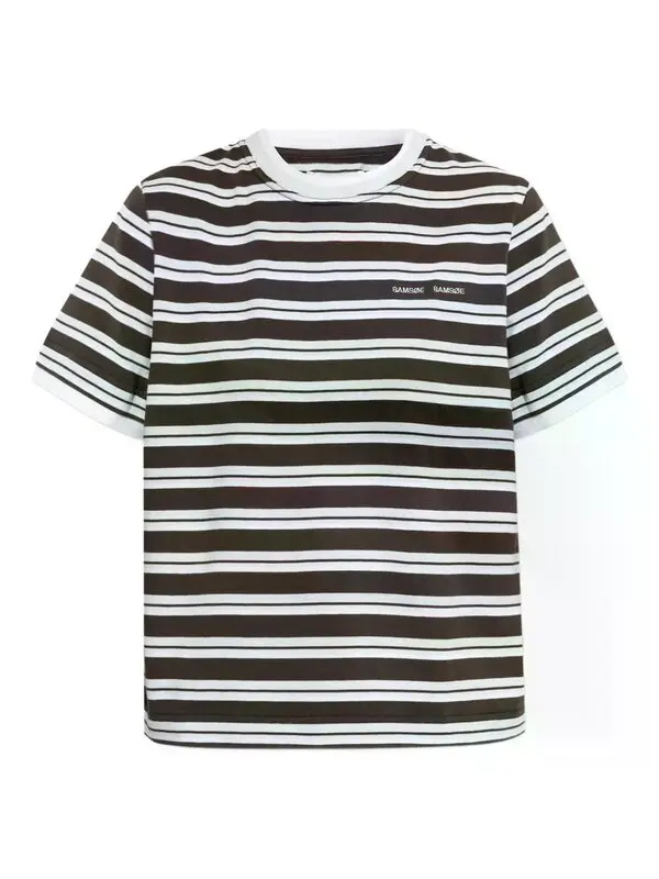 SAMSOE SAMSOE Embroidered-logo Striped T-shirt