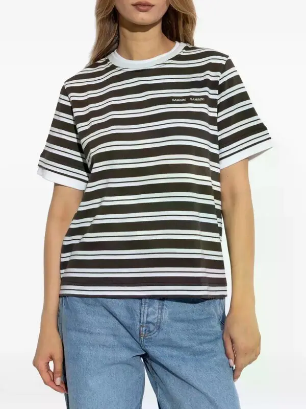 SAMSOE SAMSOE Embroidered-logo Striped T-shirt