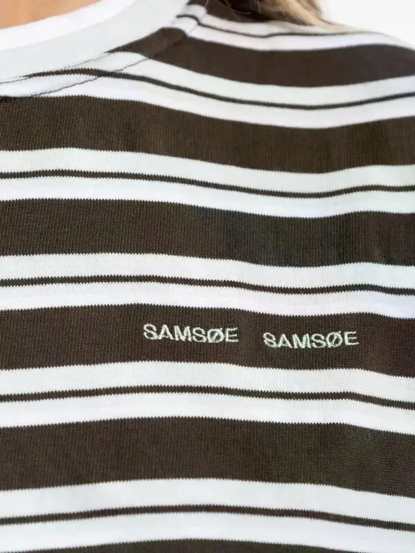 SAMSOE SAMSOE Embroidered-logo Striped T-shirt