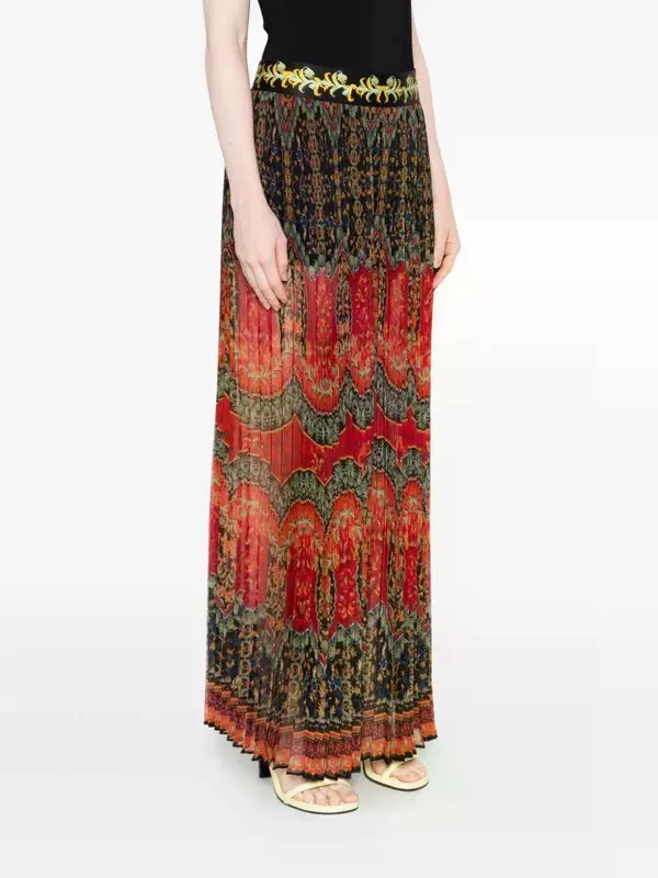 Alice + Olivia Pleated Printed Midi Skirt