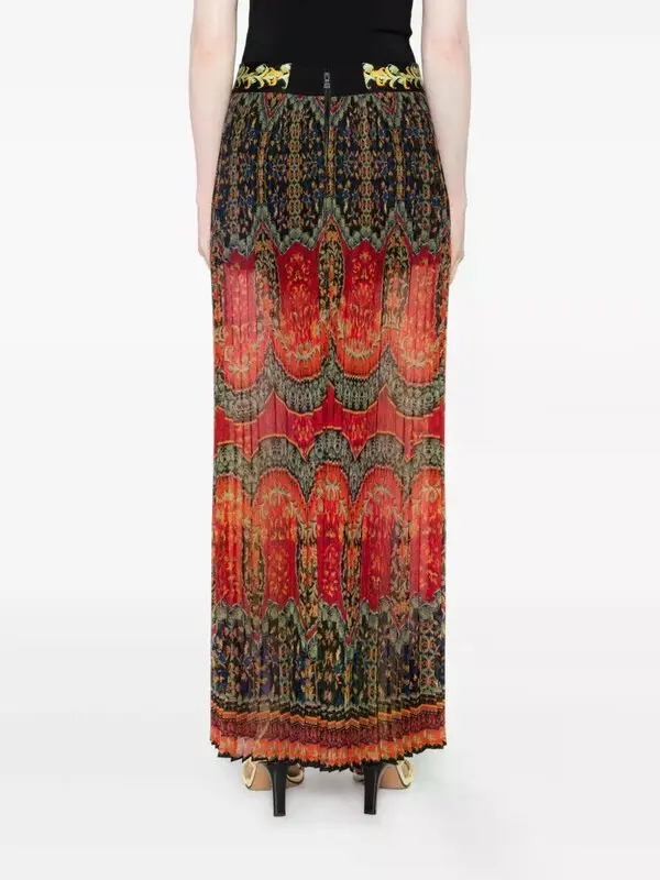 Alice + Olivia Pleated Printed Midi Skirt