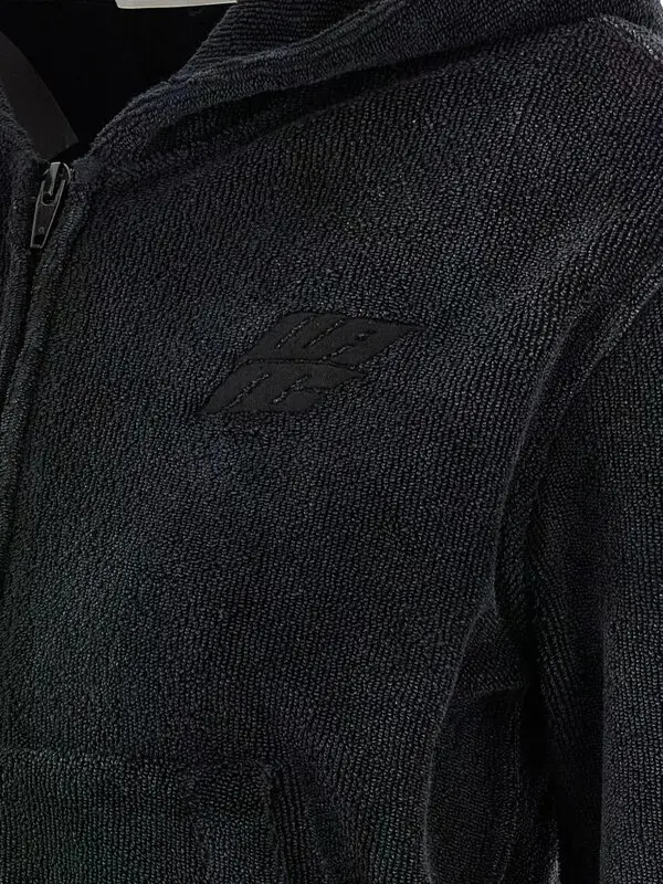 Alexander Wang Logo-embroidered Zip-front Hoodie - Black