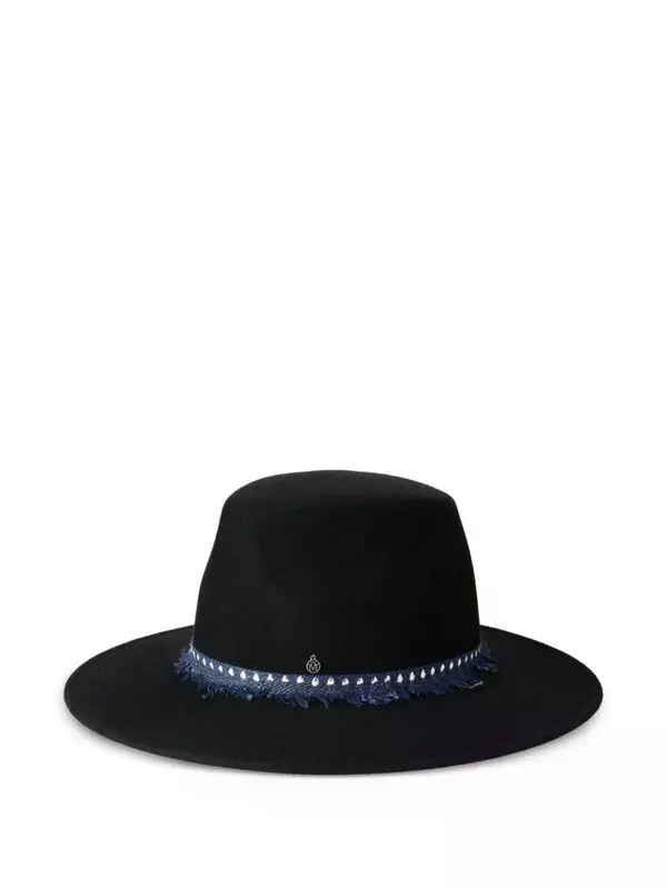 MAISON MICHEL Logo Plaque Wide Brim Hat - Black