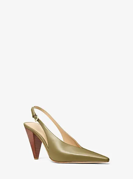Michael Kors Electra Leather Slingback Pumps - Green
