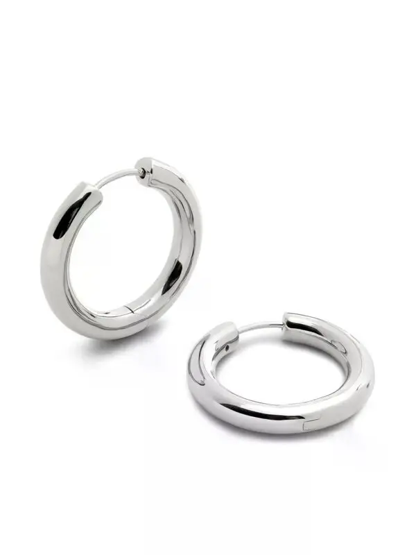 Monica Vinader Medium Essentials Click Tube Hoop Earrings - Silver