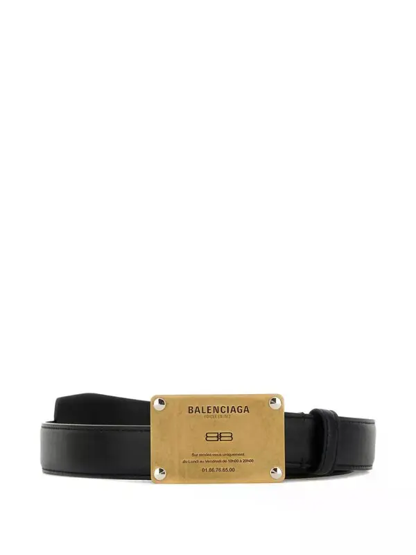 Balenciaga Rectangular-plaque Leather Belt - Black