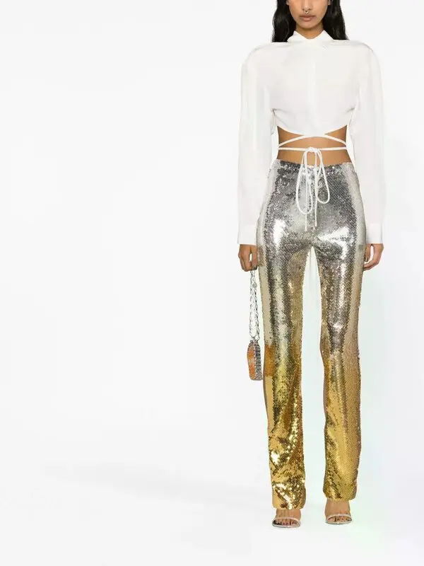 Rabanne Sequin-embellished Slim-fit Trousers