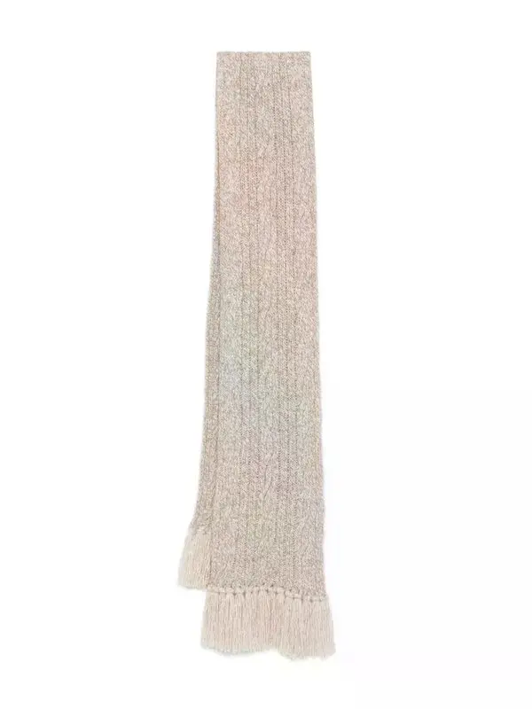 Fedeli Cable-knit Tassel-detail Scarf - Neutrals