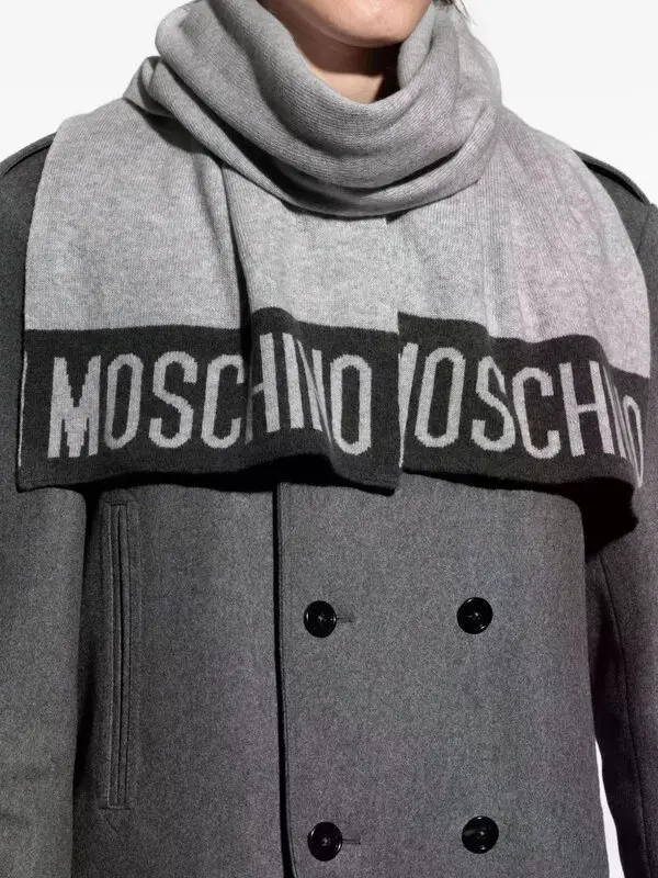 Moschino Logo-detail Scarf - Grey