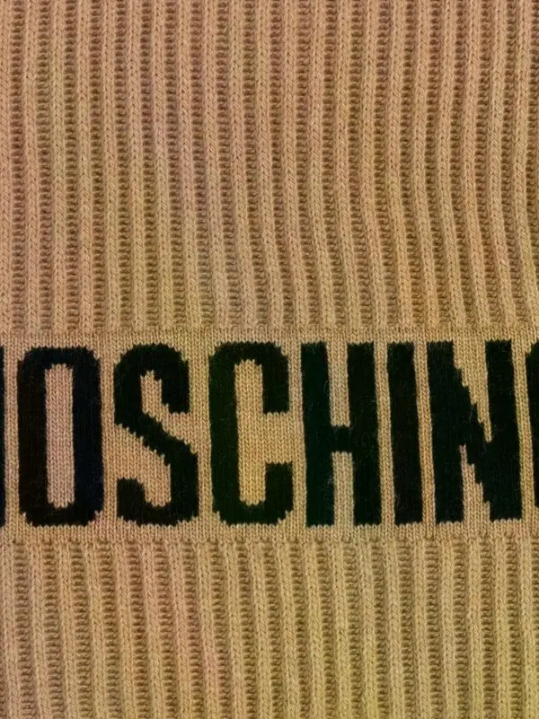 Moschino Ribbed Logo Scarf - Brown
