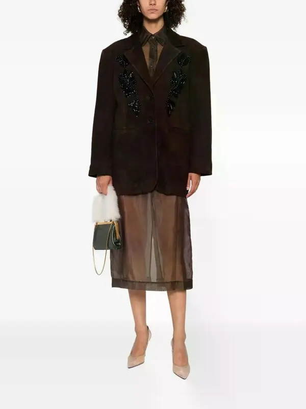 P.a.r.o.s.h Bead-embellishment Suede Coat