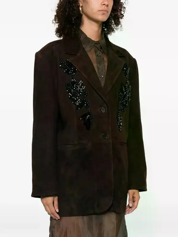 P.a.r.o.s.h Bead-embellishment Suede Coat