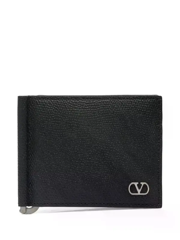 Valentino Garavani Vlogo Leather Money Clip Wallet - Black