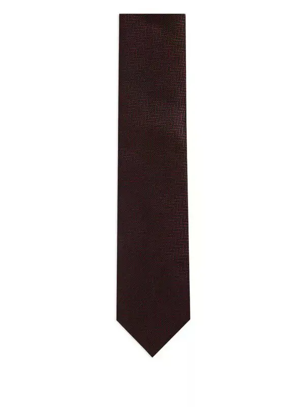 TOM FORD Herringbone-pattern Neck Tie - Red