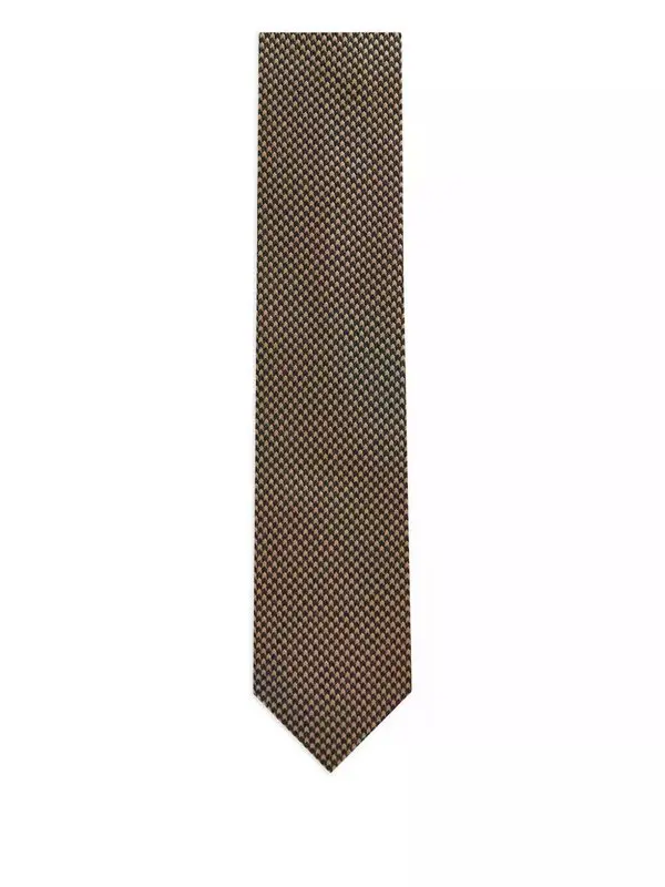TOM FORD Geometric-pattern Neck Tie - Brown