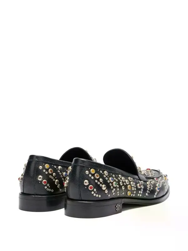 Roberto Cavalli Stone-studded Leather Loafers