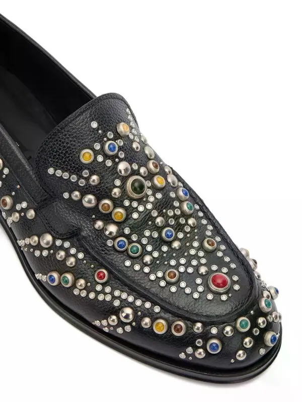 Roberto Cavalli Stone-studded Leather Loafers
