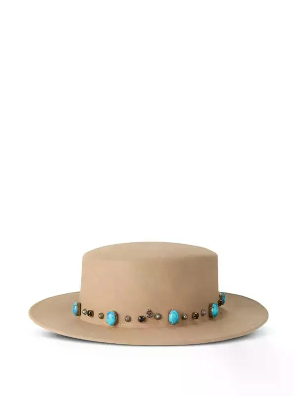 MAISON MICHEL Logo-plaque Wide Brim Hat - Neutrals