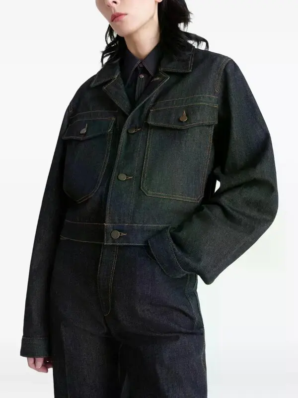 LEMAIRE Button-fastening Patch-pocket Denim Jacket - Black