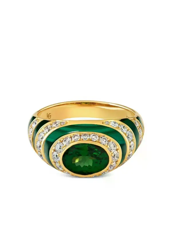 LILY GABRIELLA 18k Yellow Diamond And Tsavorite Ring - Gold