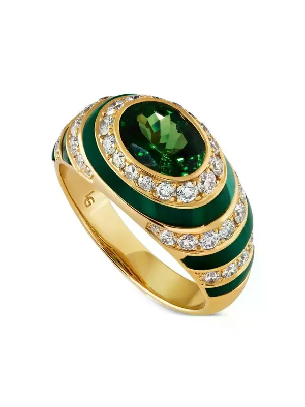 LILY GABRIELLA 18k Yellow Diamond And Tsavorite Ring