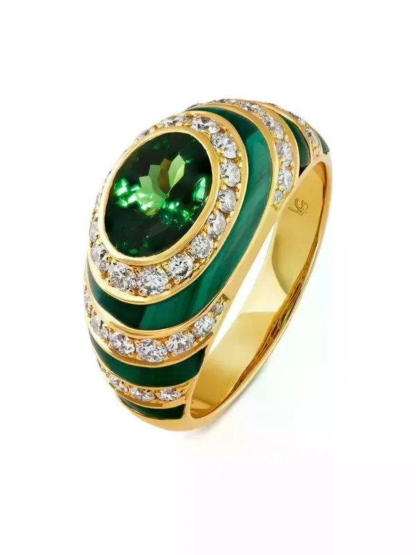 LILY GABRIELLA 18k Yellow Diamond And Tsavorite Ring