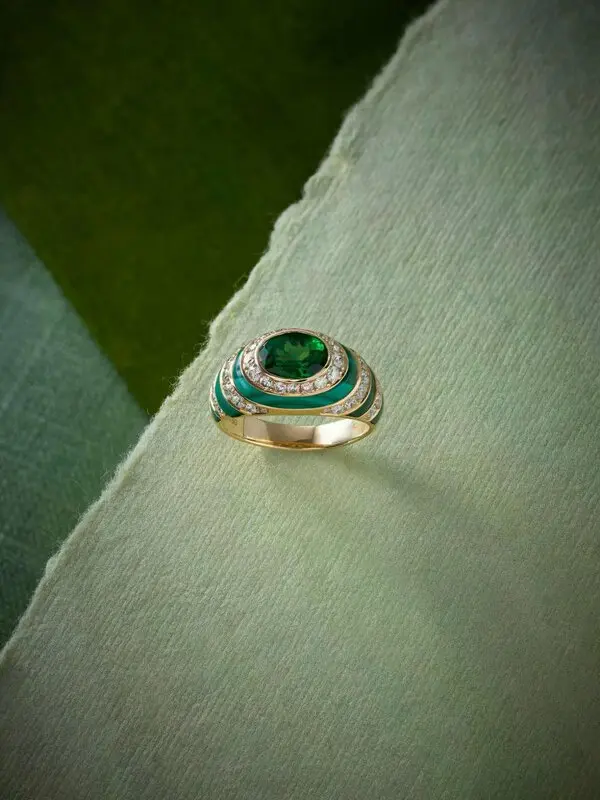 LILY GABRIELLA 18k Yellow Diamond And Tsavorite Ring