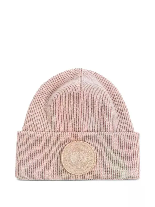 Canada Goose Logo-appliqué Ribbed Beanie - Pink