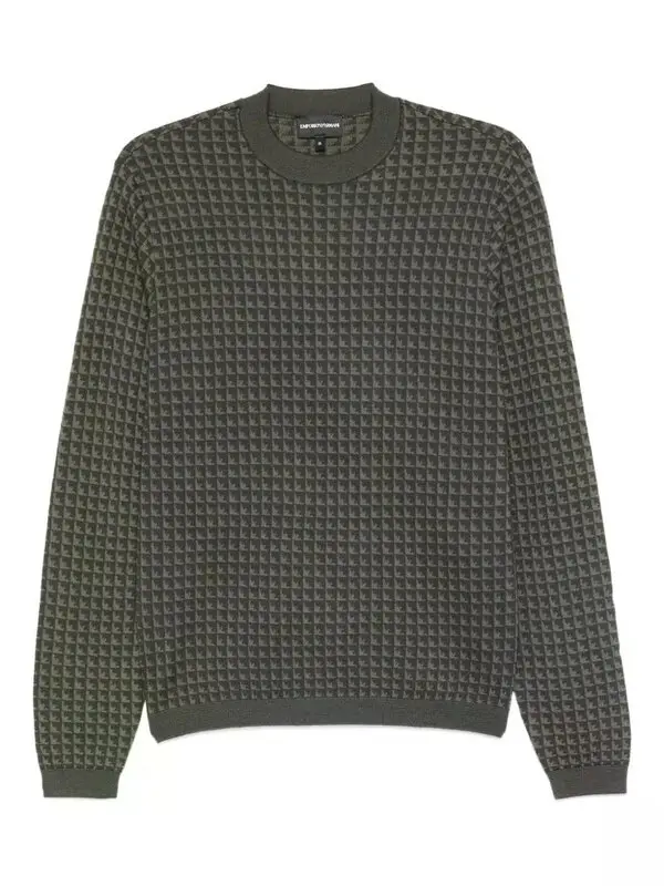 Emporio Armani Geometric-pattern Virgin Wool Sweater