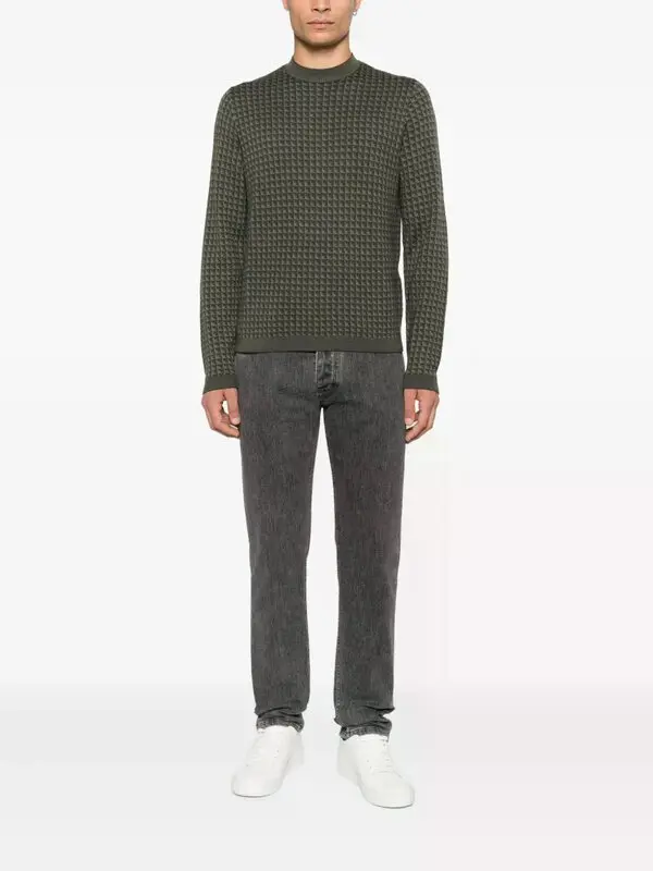Emporio Armani Geometric-pattern Virgin Wool Sweater
