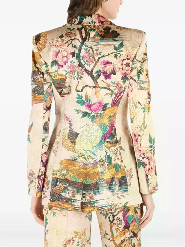Roberto Cavalli Floral-print Jacket - Neutrals