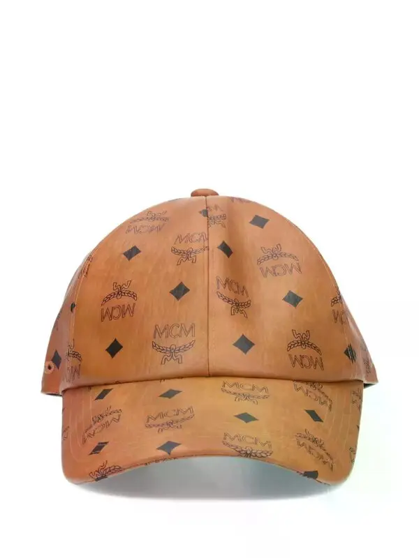 Mcm Visetos Monogram Baseball Cap - Brown