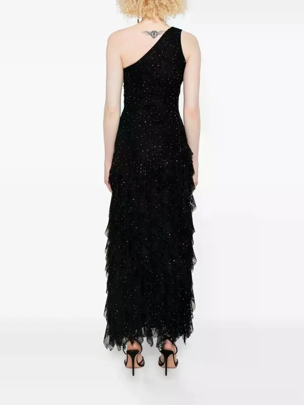 NISSA Embellished Ruffled Asymmetric Evening Dress