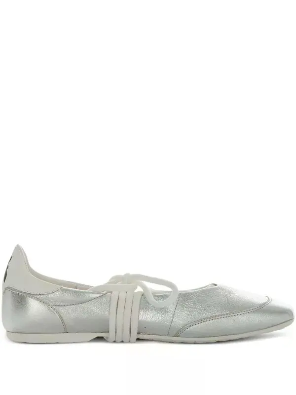Patrizia Pepe Lace-up Leather Ballet Flats - Silver