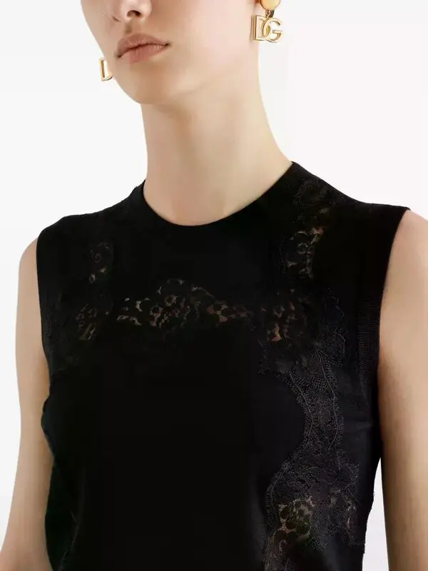 Dolce & Gabbana Lace-panel Sleeveless Top - Black