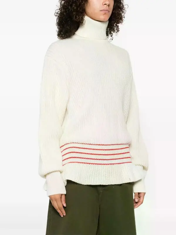 Chloé Ribbed Knit Stripe-detail Turtleneck Sweater