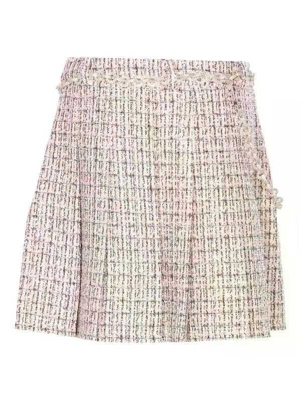 SELF-PORTRAIT Crystal-embellished Tweed Mini Skirt - Neutrals