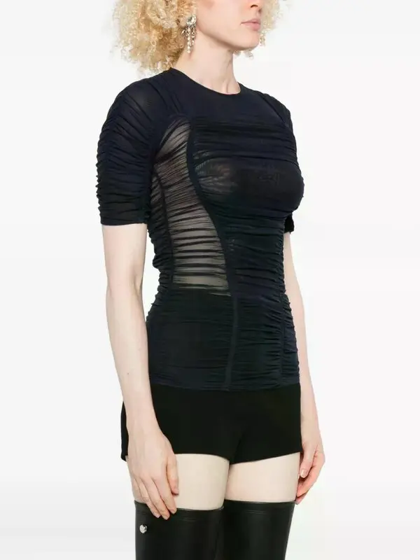 MUGLER Mesh Short-sleeve Top