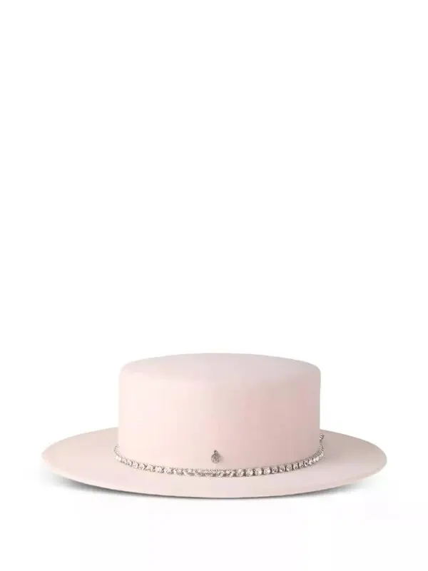 MAISON MICHEL Crystal-embellished Hat - Pink