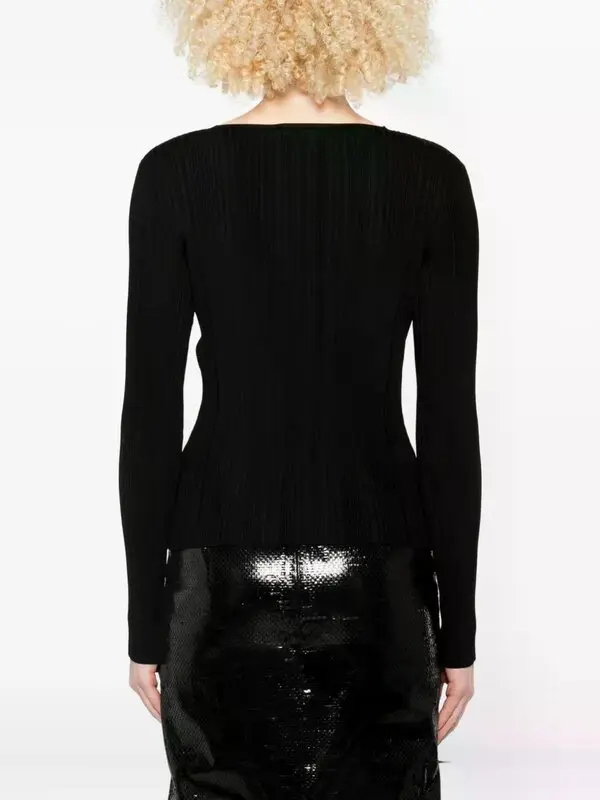 SELF-PORTRAIT Lace-trimmed Ribbed Top