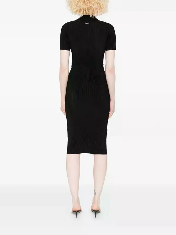 MUGLER Hook-and-eye Rib-knit Midi Dress