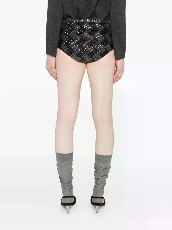 P.a.r.o.s.h Patterned Sequin-embellished Mini Shorts - Grey