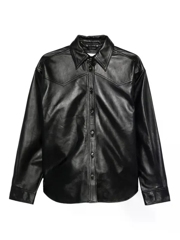 HAIKURE Leather Button-up Shacket