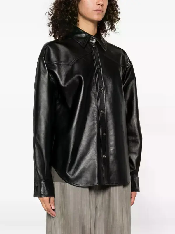 HAIKURE Leather Button-up Shacket