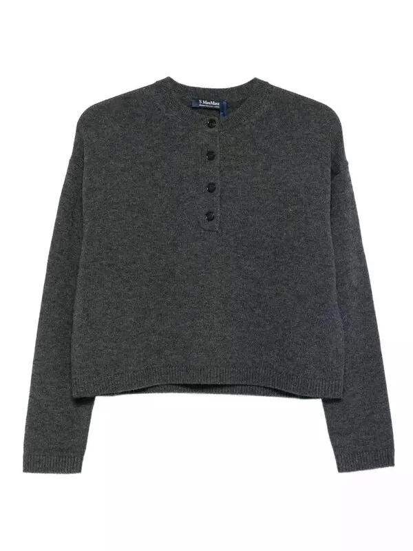 Max Mara Button-placket Sweater - Grey