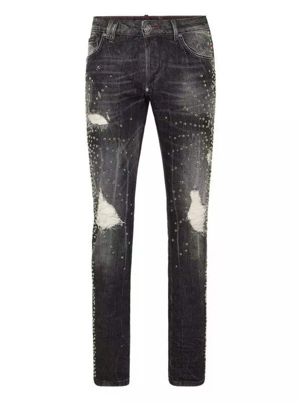 Philipp Plein Studded Distressed Jeans